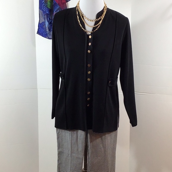 Misook | Tops | Misook Black Knit Button Jacket Top S | Poshmark